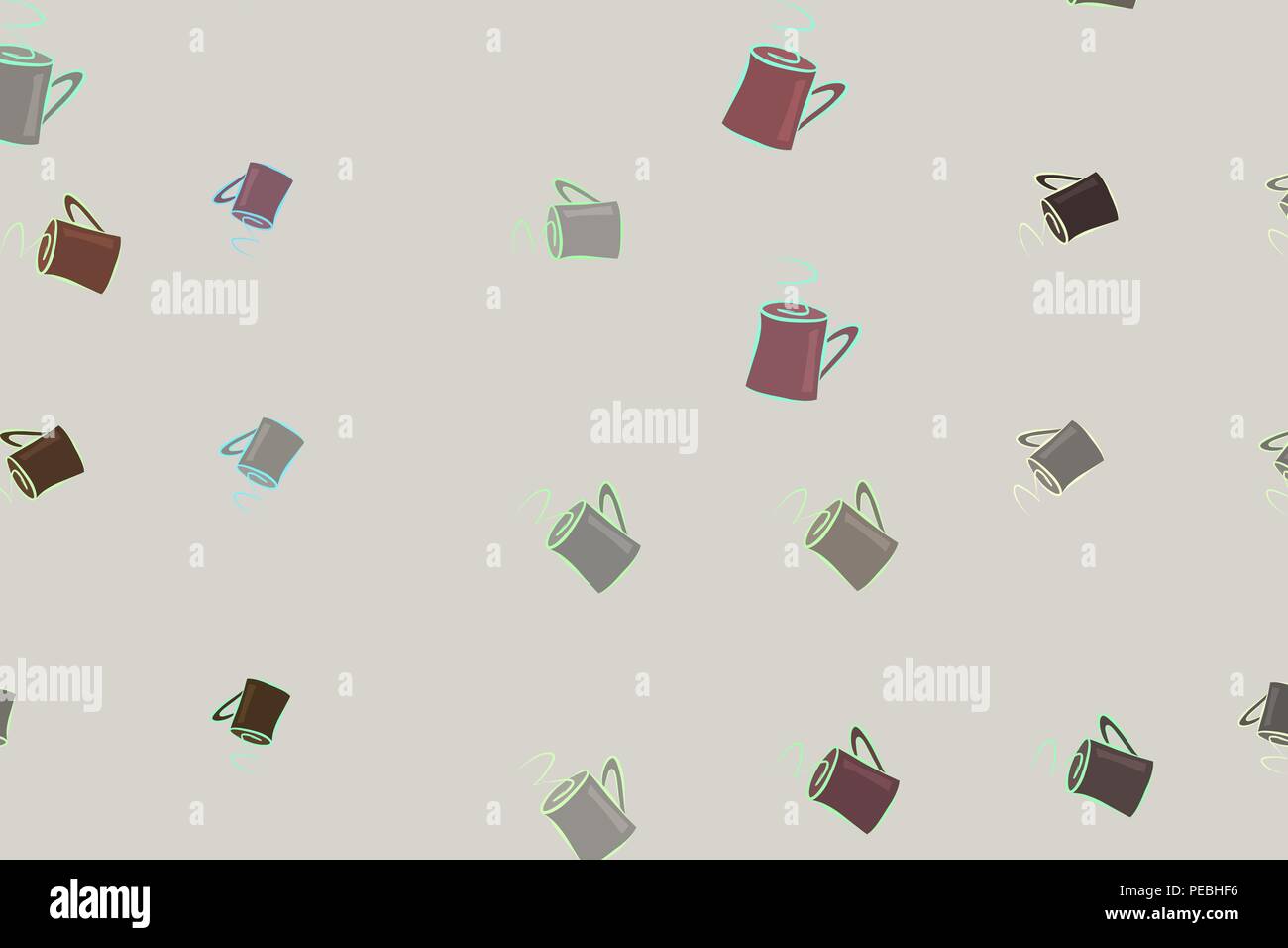 Abstract coffee cup illustrations background. Cartoon style vector ...