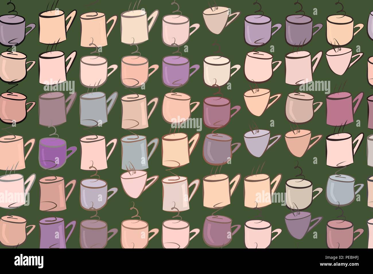 Coffee cup illustrations background abstract, hand drawn. Cartoon style ...