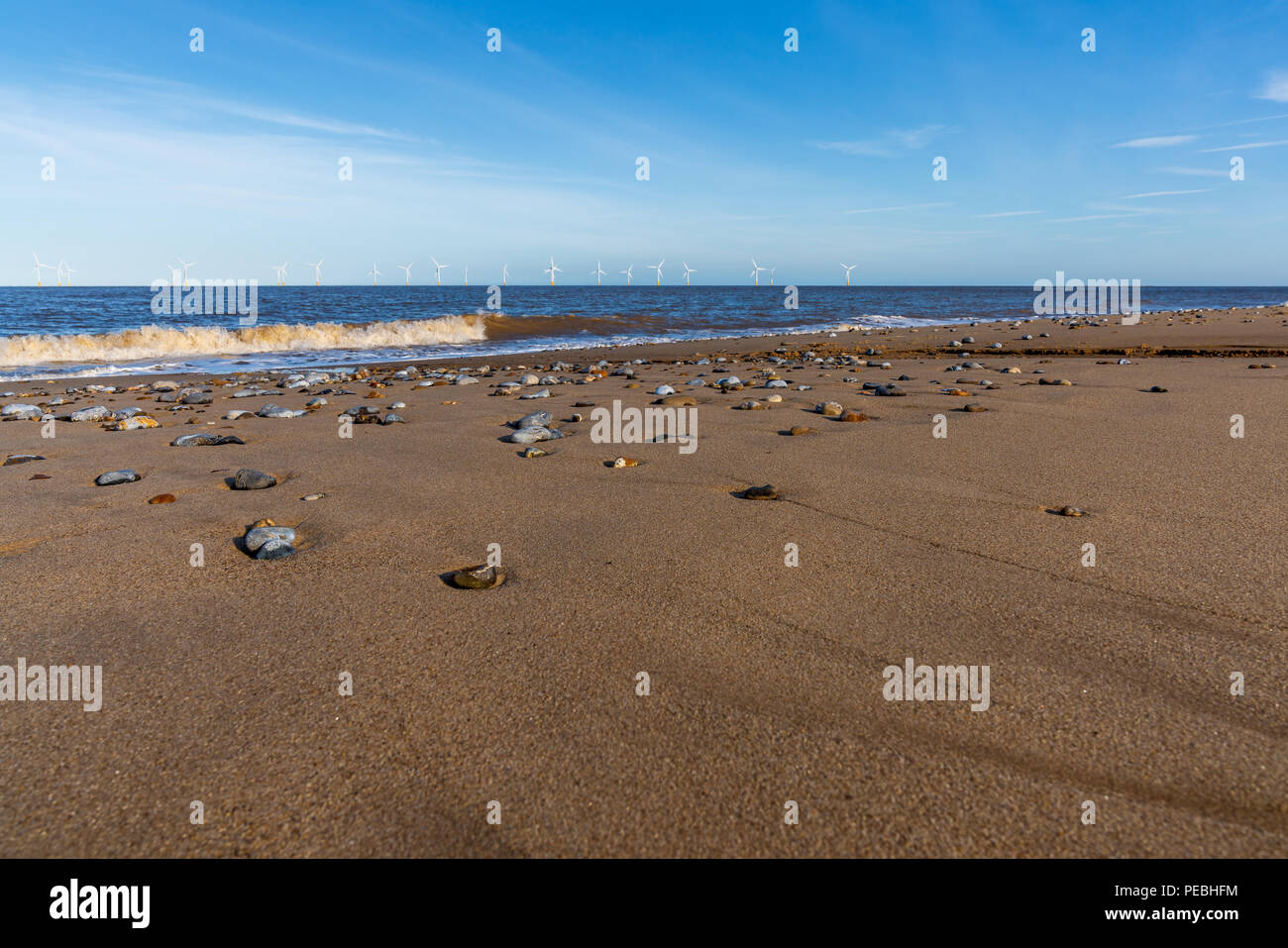 North sea coast in Caister-on-Sea, Norfolk, England, UK - with a wave ...