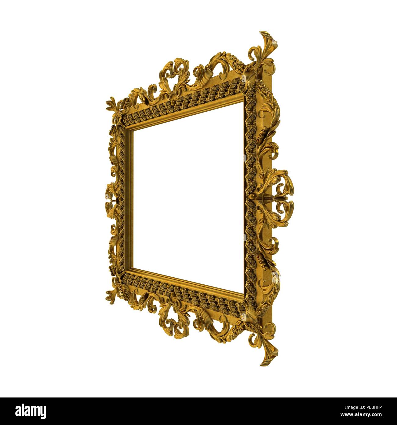 Antique golden frame isolated on white. 3D illustration Stock Photo - Alamy