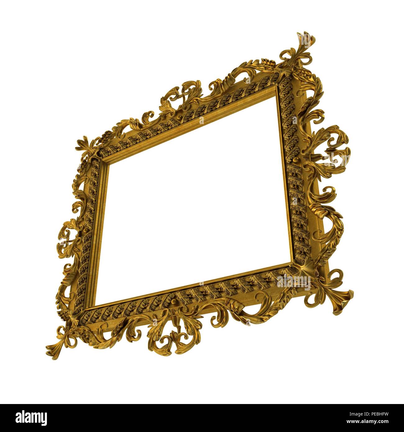 Baroque Picture Frame on white. 3D illustration Stock Photo - Alamy