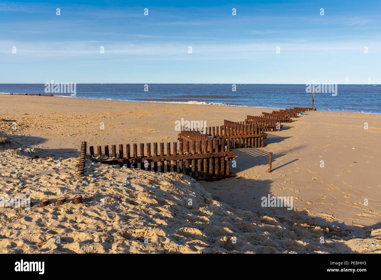 North sea coast in Caister-on-Sea, Norfolk, England, UK - with a wave ...