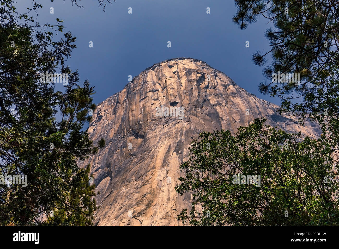 World famous rock climbing wall of El Capitan, Yosemite national park ...