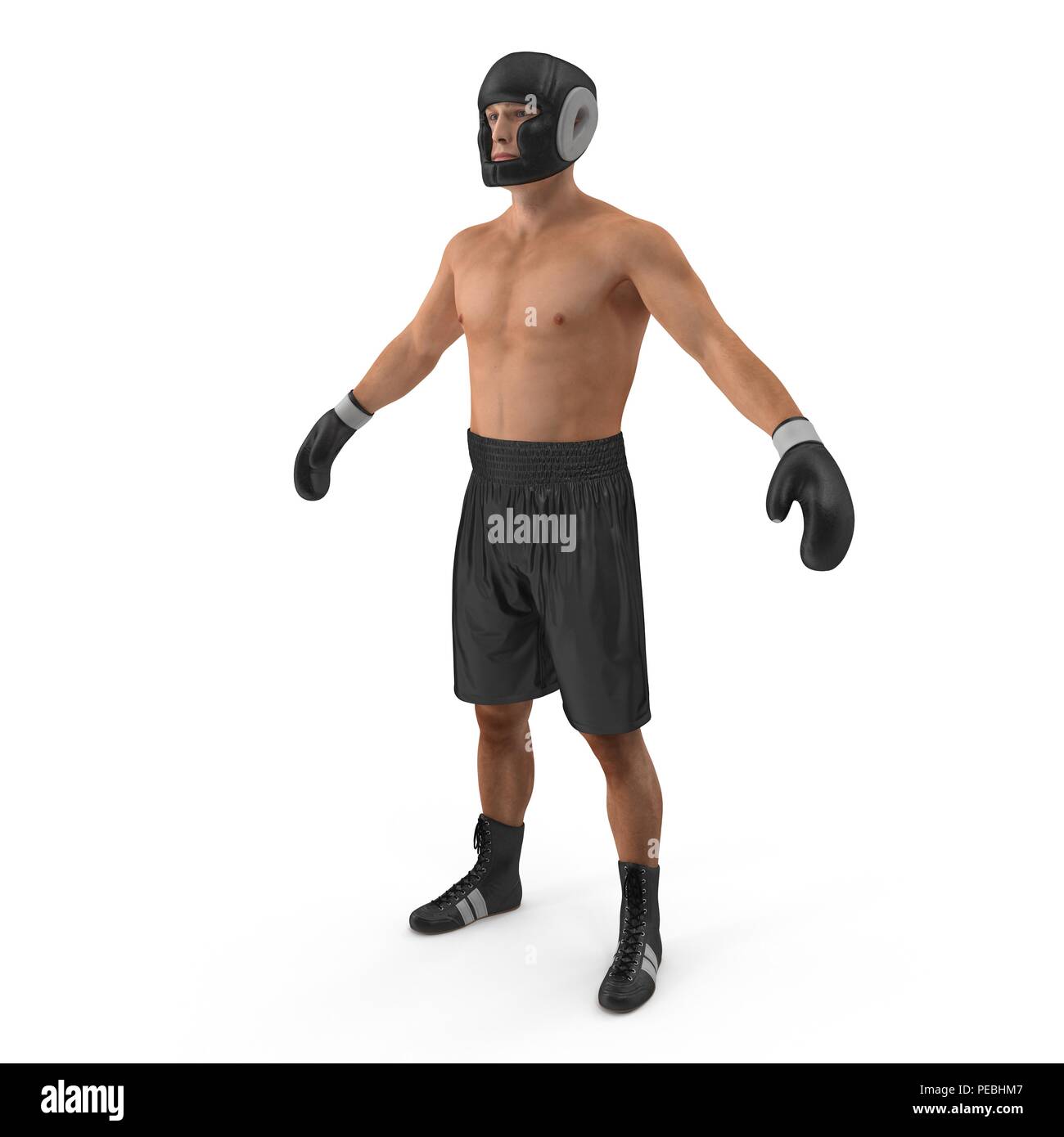 Male boxer on white. 3D illustration Stock Photo - Alamy