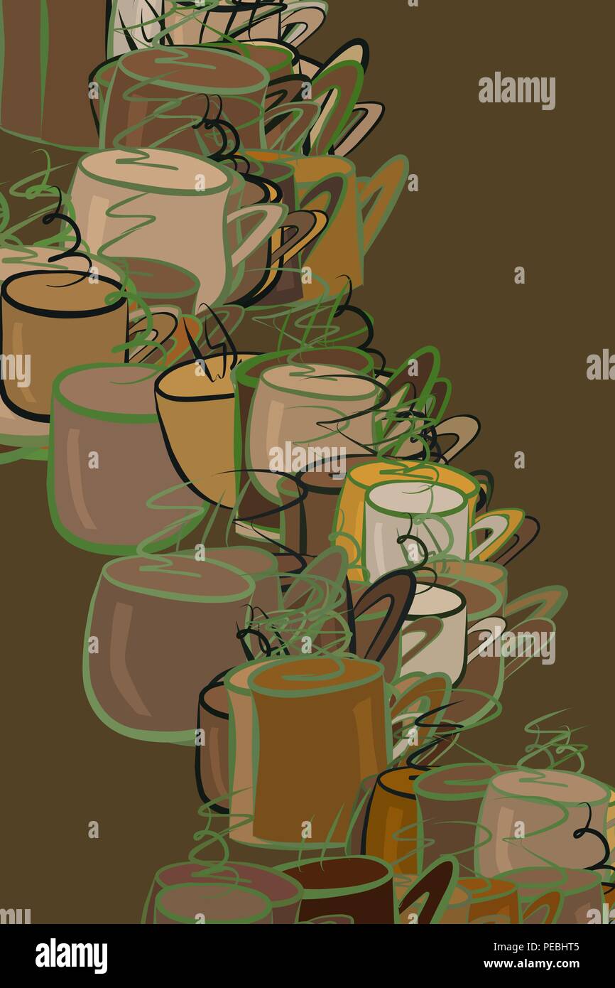 Coffee cup illustrations background abstract, hand drawn. Cartoon style ...