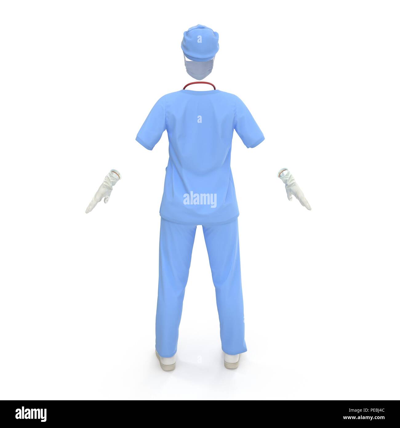 Blue surgeon woman dress isolated on white. 3D illustration Stock Photo ...