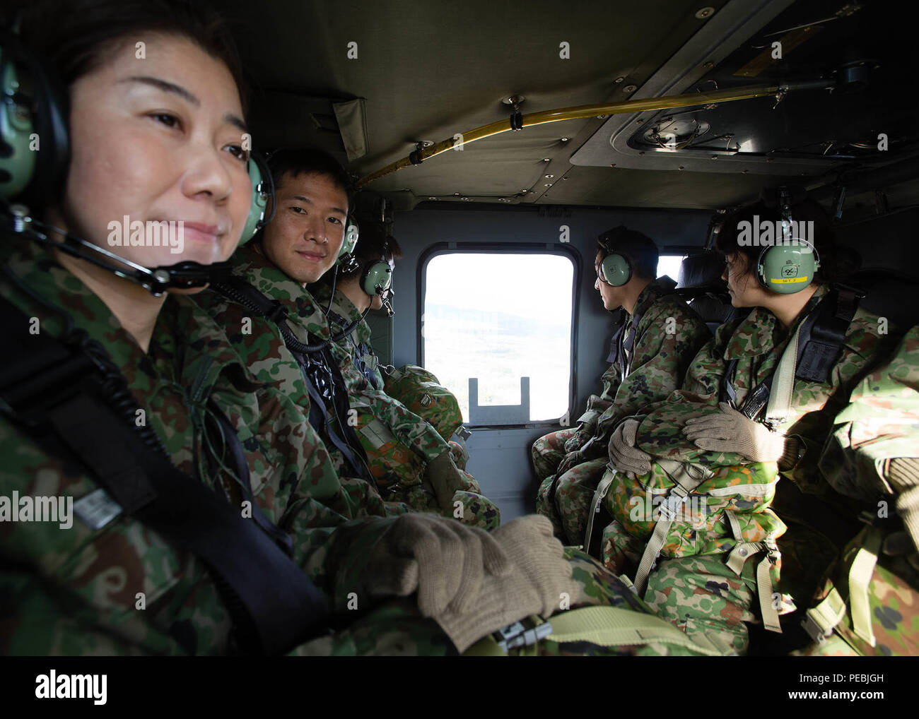 Japan Ground Self-Defense Force Reserve Component candidates sit inside ...