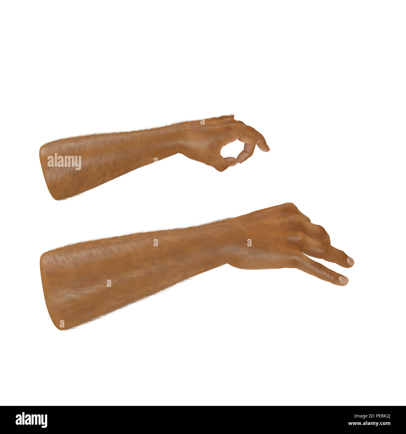 Man Hands ok sign Swarthy Skin on white. 3D illustration Stock Photo ...