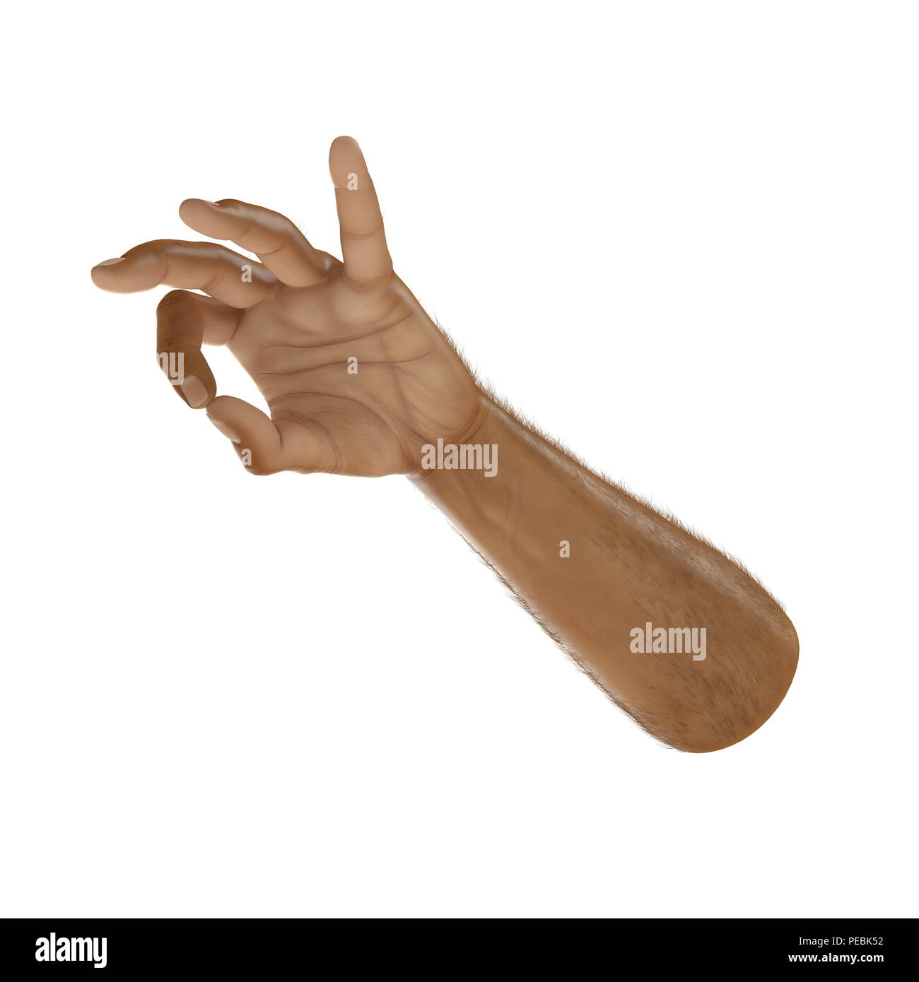 Man Hands ok sign Swarthy Skin on white. 3D illustration Stock Photo ...