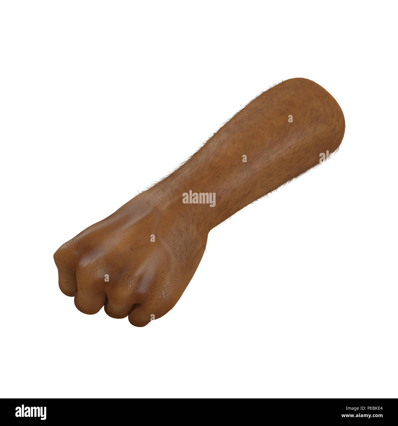 Man hand Swarthy Skin clenched into fist on white. 3D illustration ...