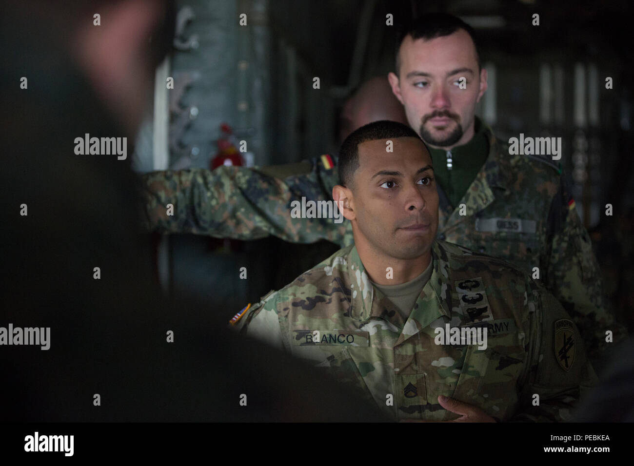 U.S. Army Staff Sgt. Aldo Blanco participates in jumpmaster aircraft ...