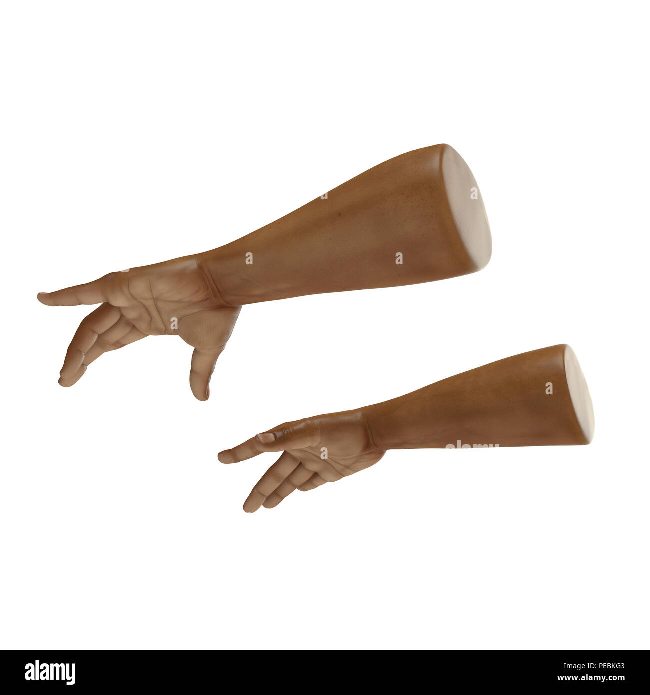 Man Hands Swarthy Skin on white. 3D illustration Stock Photo - Alamy