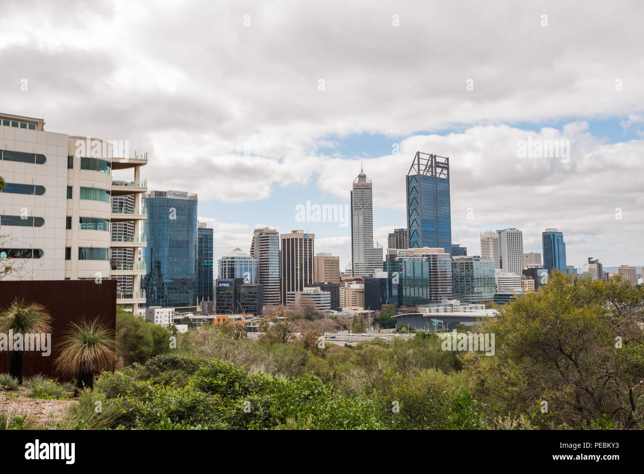 Skyline of Perth, Central Business District view from King's Park ...