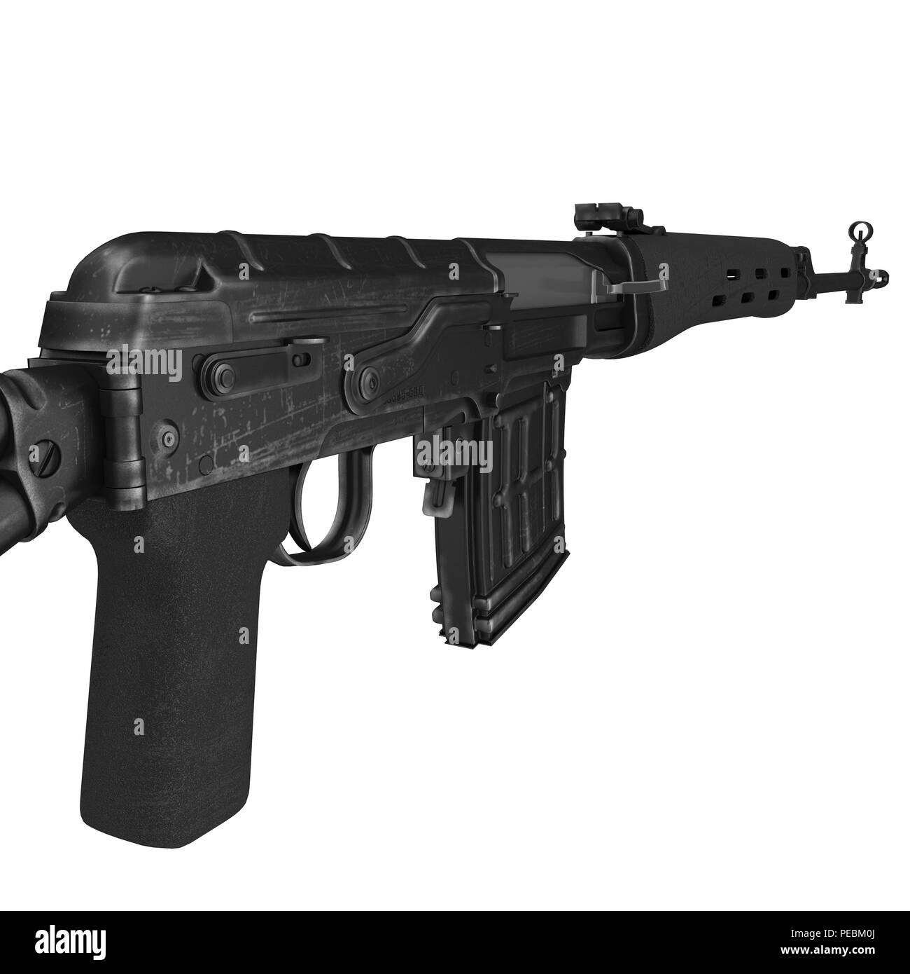 Dragunov sniper rifle gun isolated on white. 3D illustration Stock ...