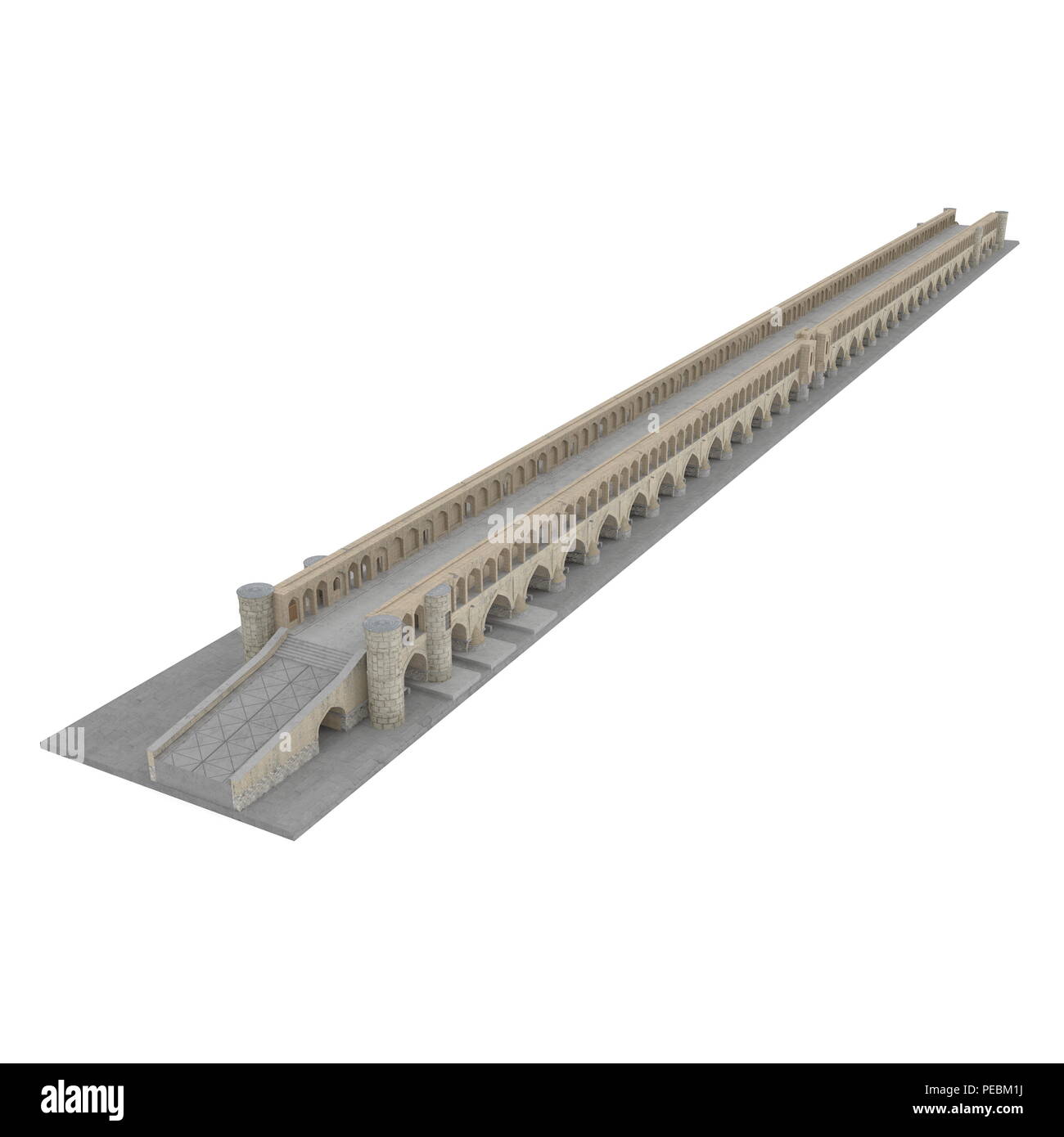Si-o-seh Pol Bridge of 33 Arches on a white. 3D illustration Stock ...