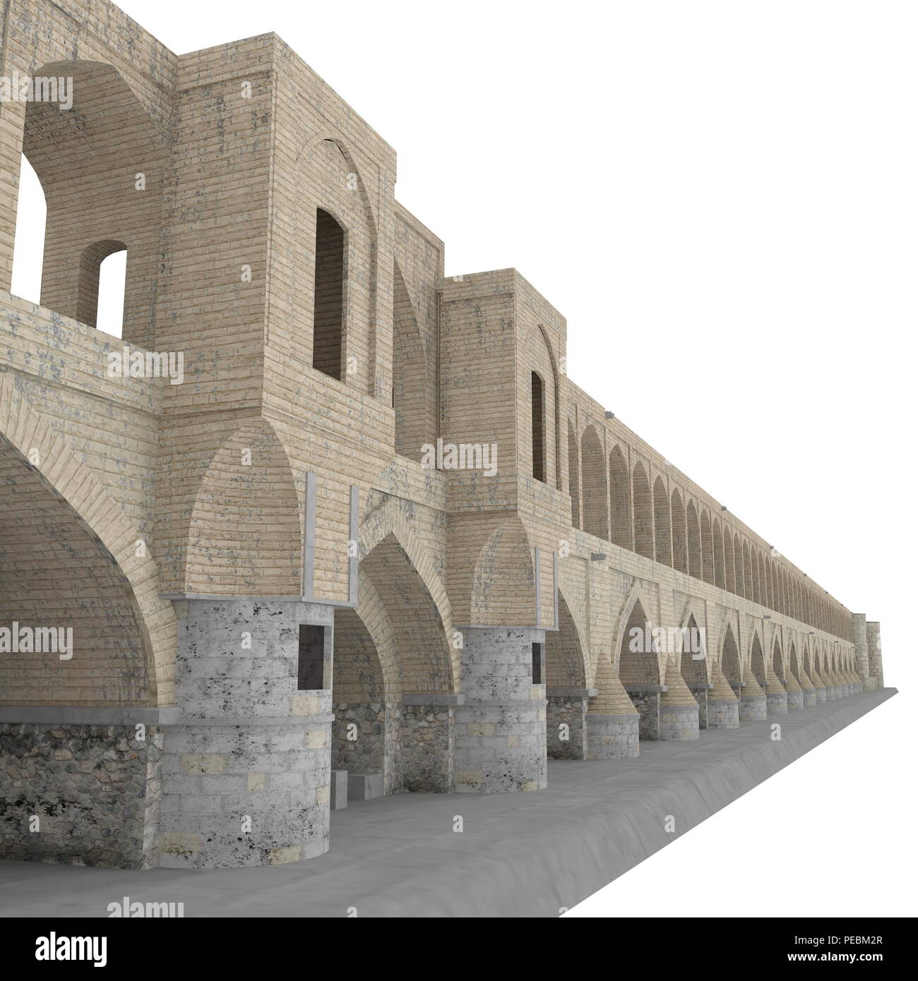 Si-o-seh Pol Bridge of 33 Arches on a white. 3D illustration Stock ...