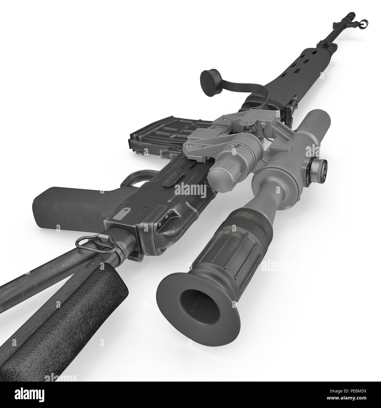 Dragunov sniper rifle gun isolated on white. 3D illustration Stock ...