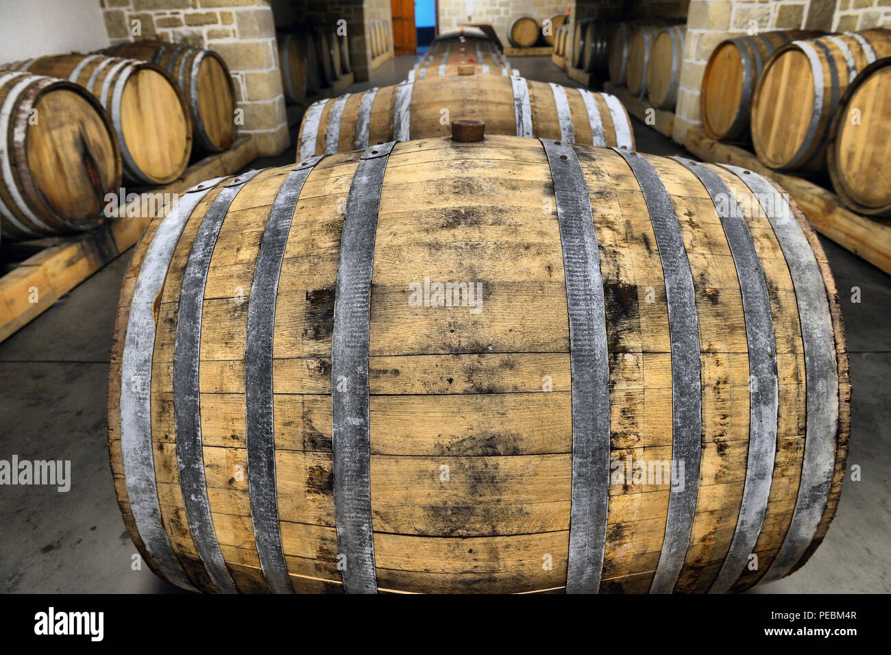 Casks in wine cellar Stock Photo - Alamy