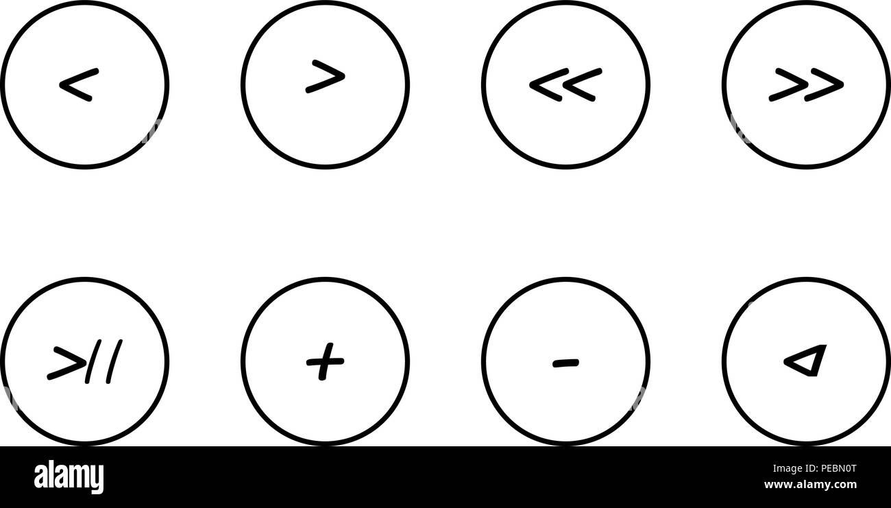 Vector Multimedia player controls icons. Comic or cartoon style Stock ...