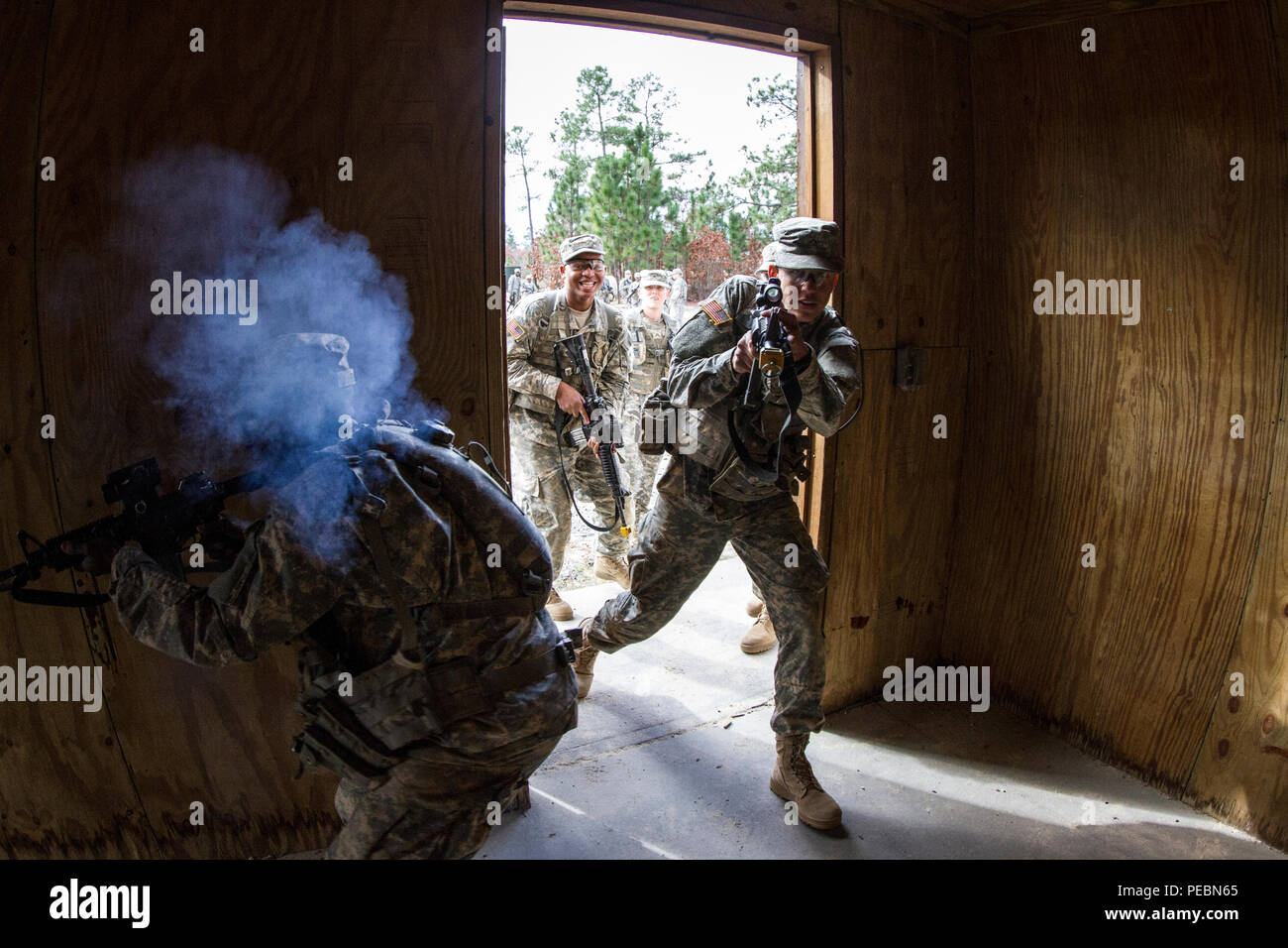 Soldiers with B Company, 2nd Battalion, 39th Infantry Regiment react to ...