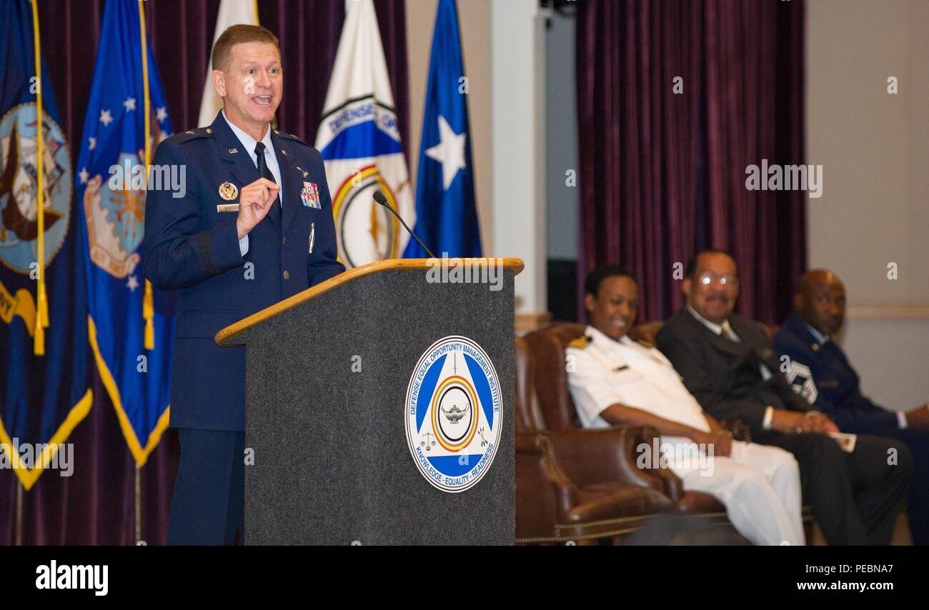 Brig. Gen. Wayne R. Monteith, 45th Space Wing commander, speaks to ...