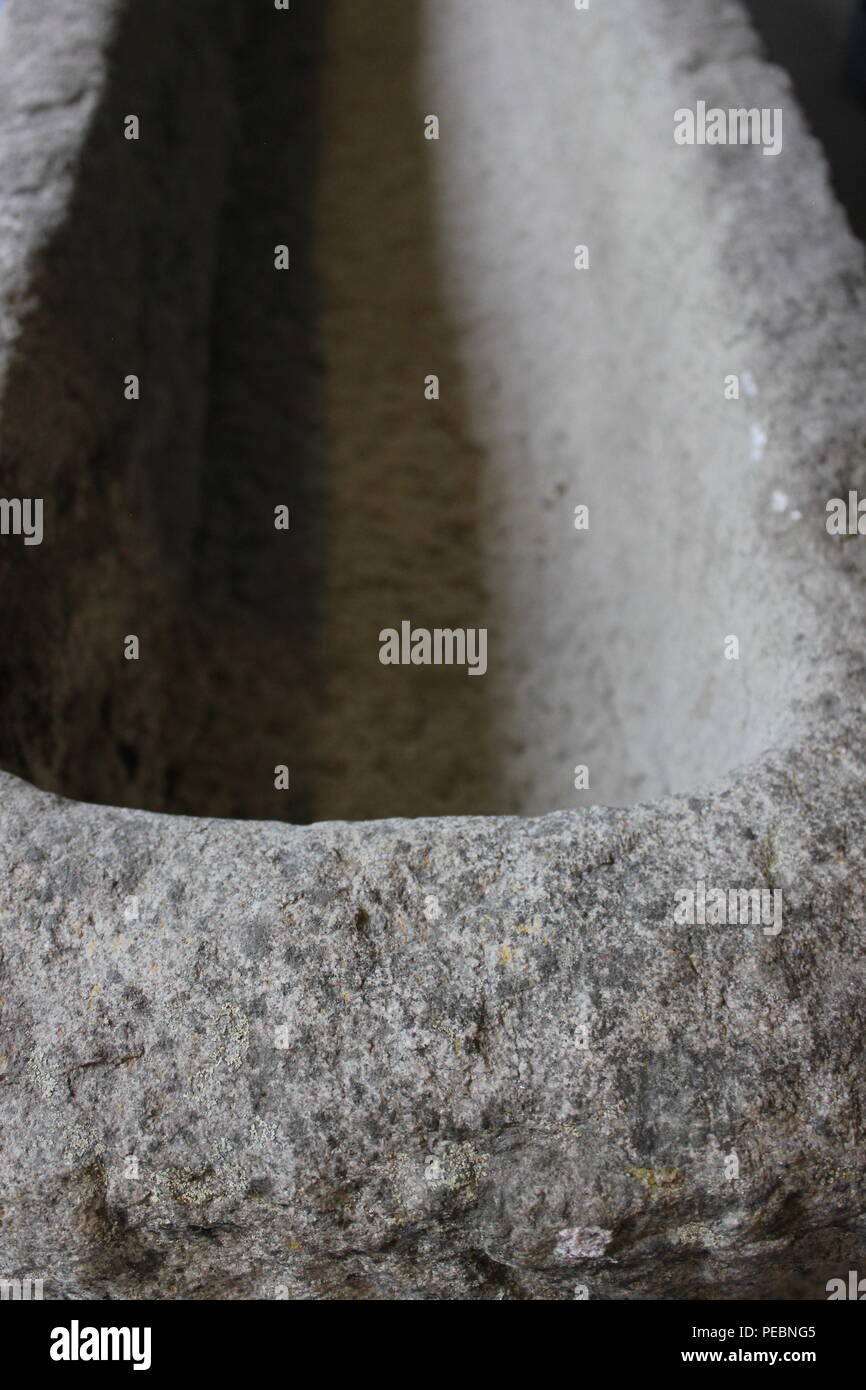 Hollowed out vintage white granite stone trough at Architectural ...