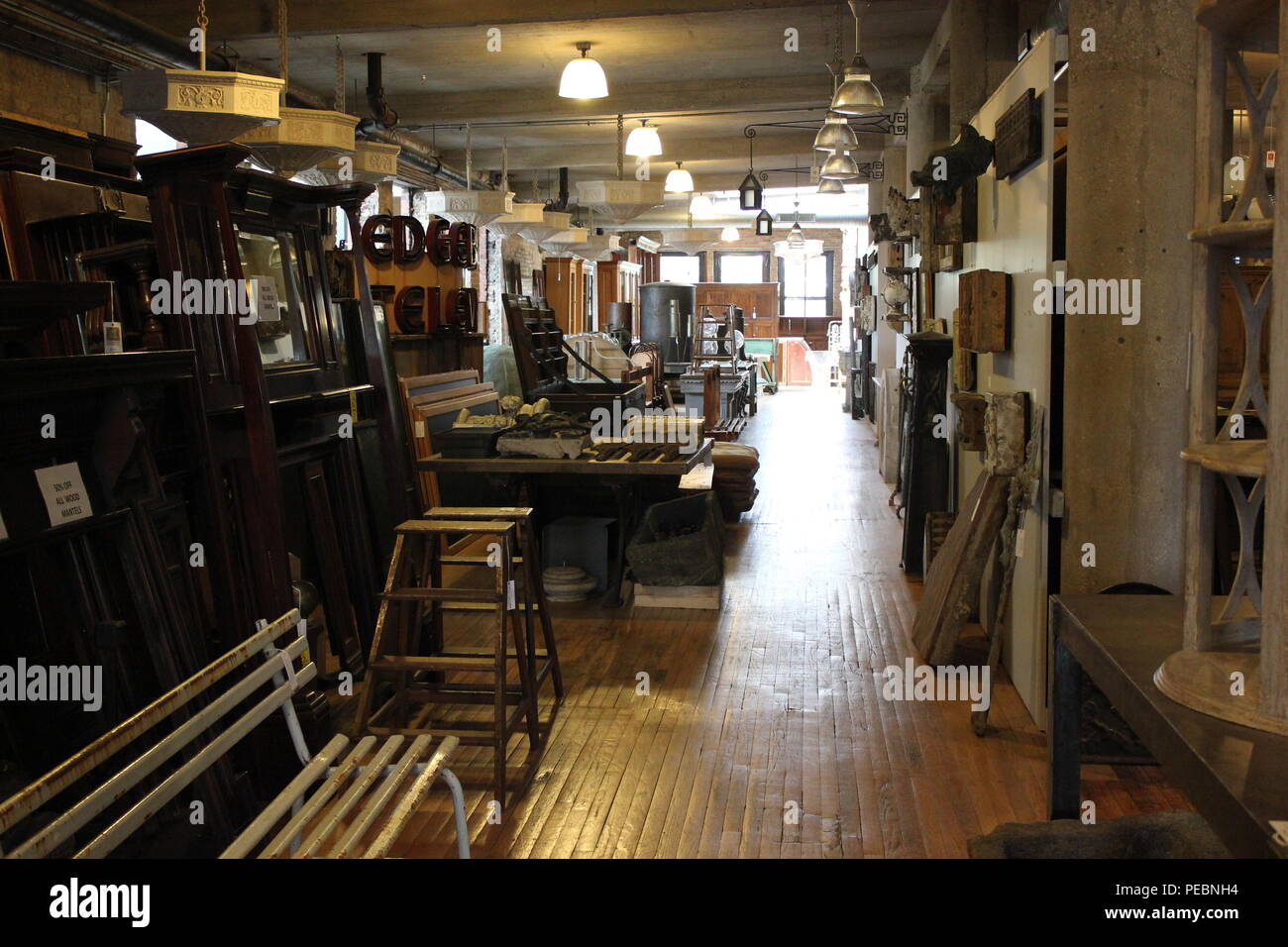 Long view of an antique shop at Architectural Artifacts in Chicago ...