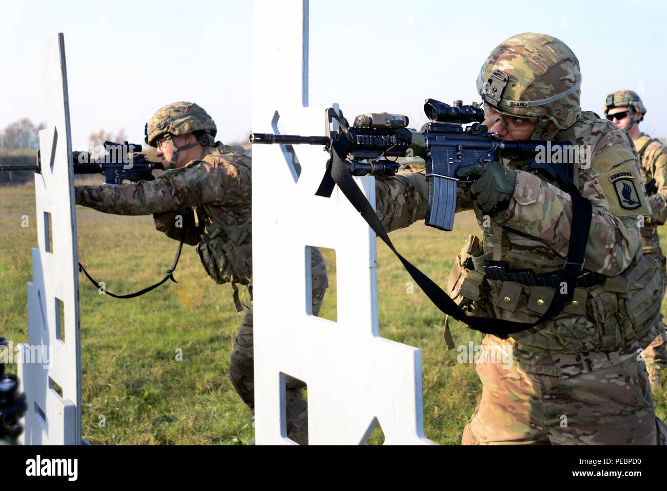 U.S. Army paratroopers from Company C, 1st Battalion, 503rd Infantry ...