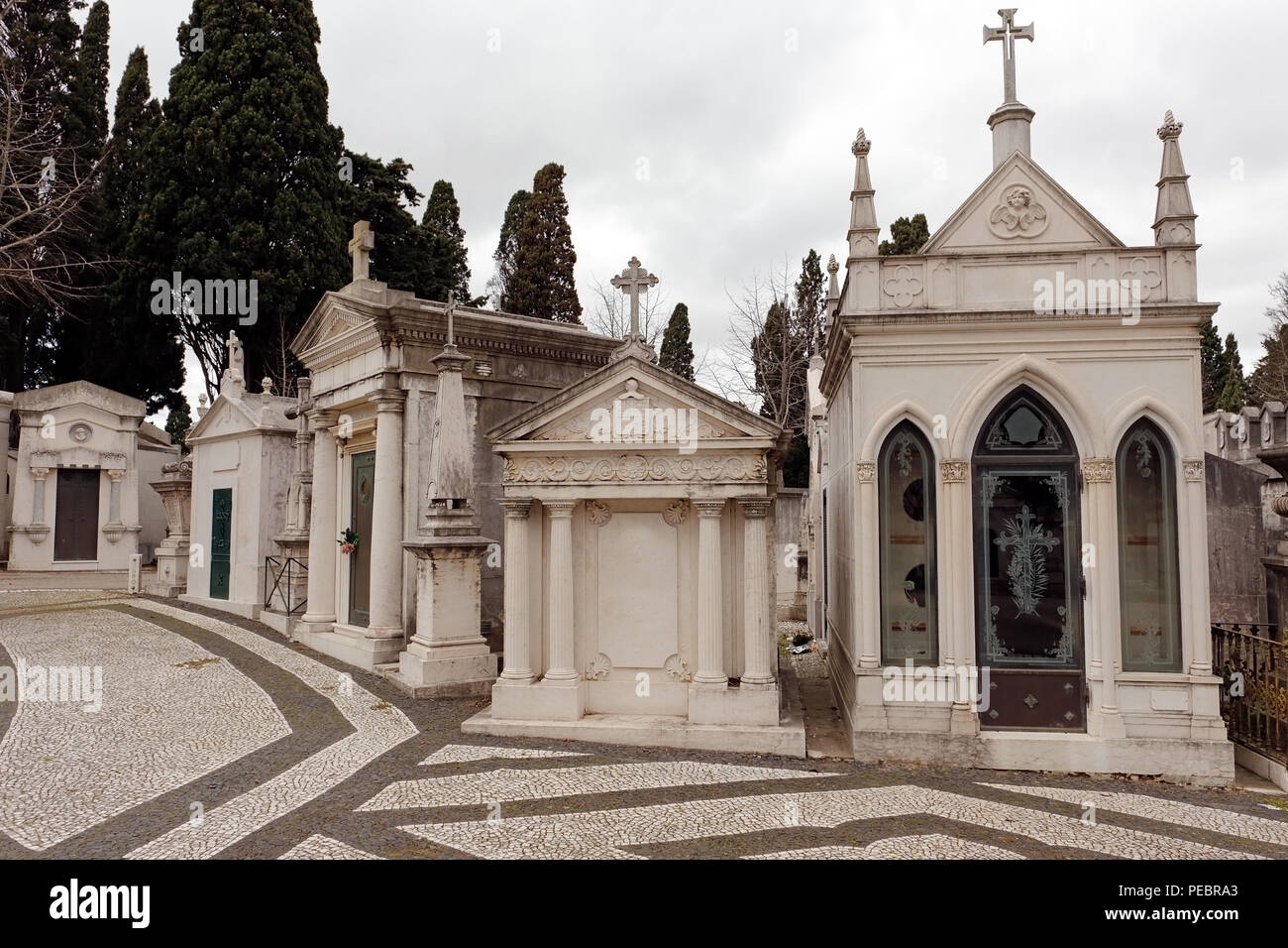Old European cemetery architecture with streets and chapels Stock Photo ...