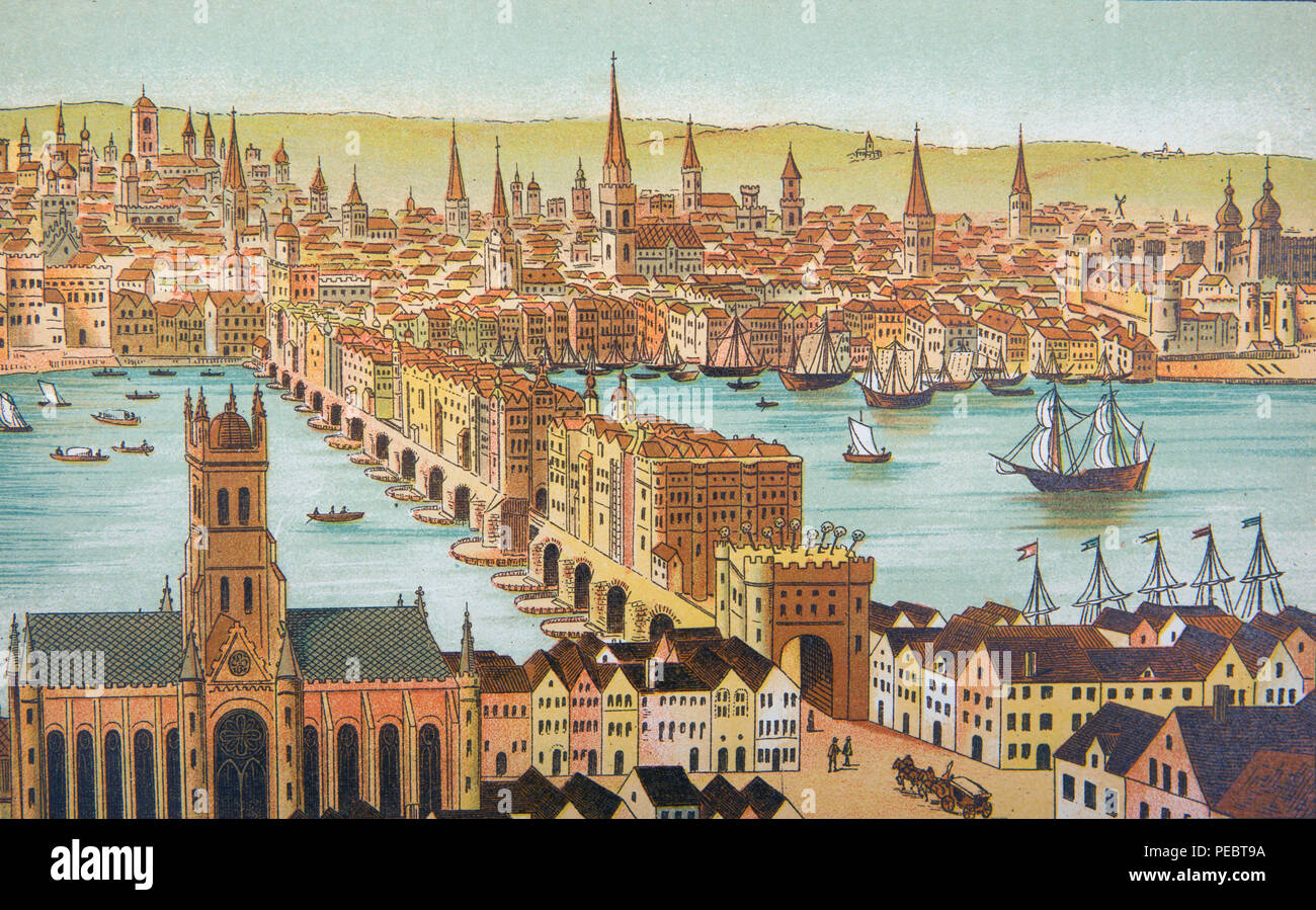 London from 1666. London city, print from 1939 Stock Photo - Alamy