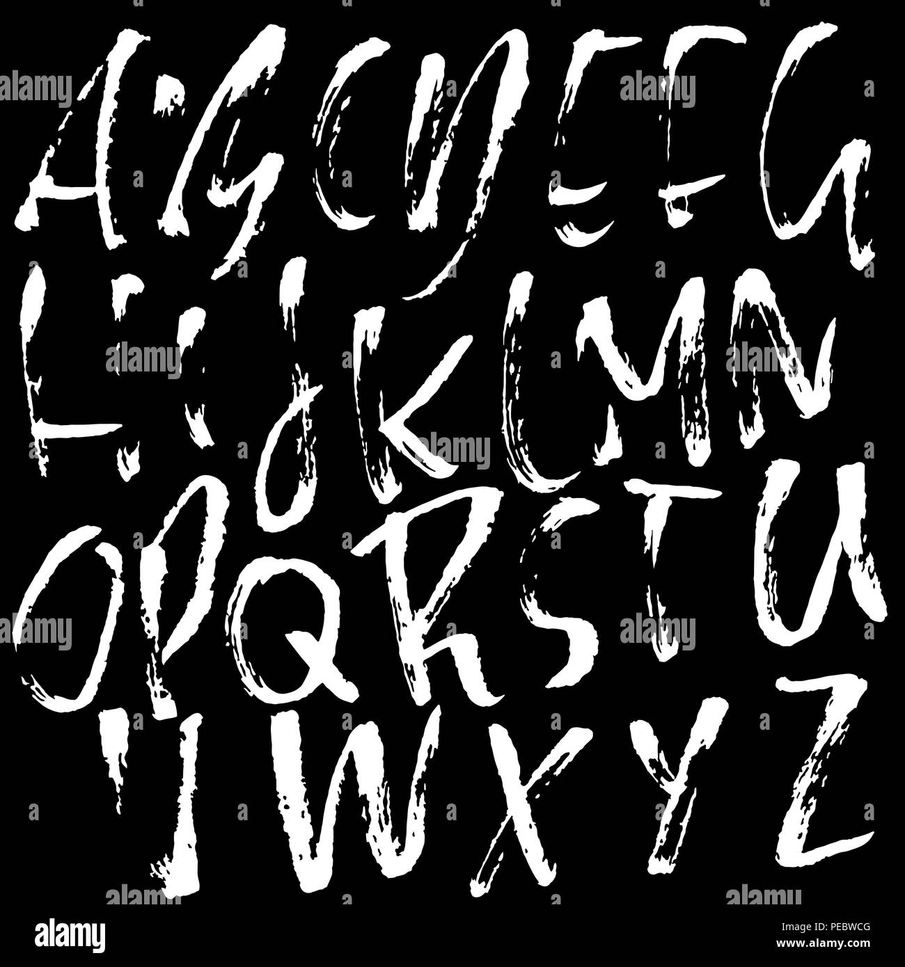 Hand drawn modern dry brush lettering. Grunge style alphabet ...