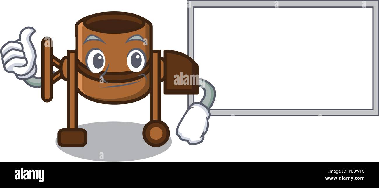Thumbs up with board concrete mixer character cartoon Stock Vector ...