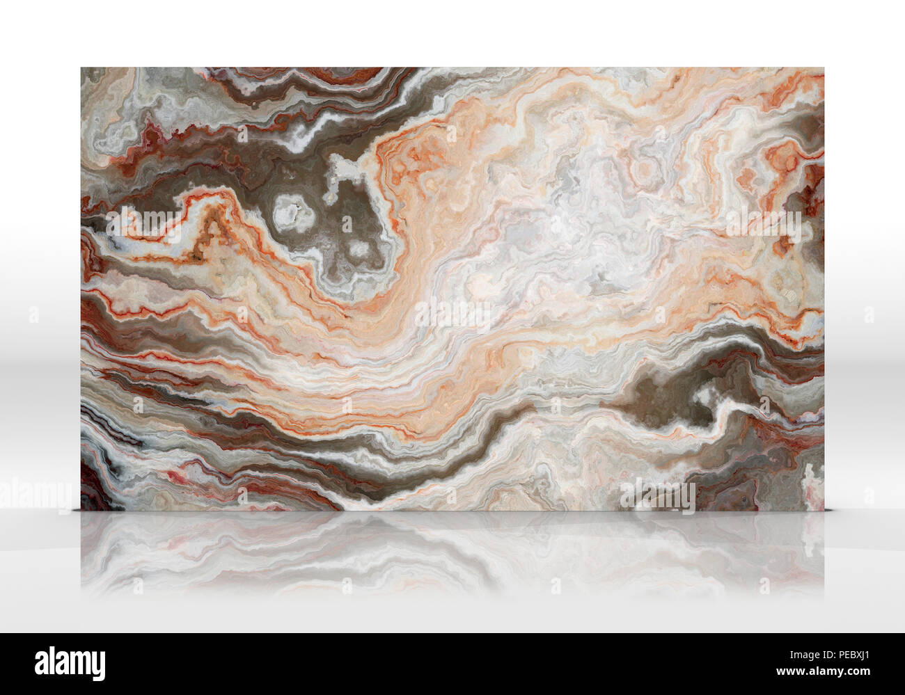 Onyx marble tile standing on the white background with reflections and ...