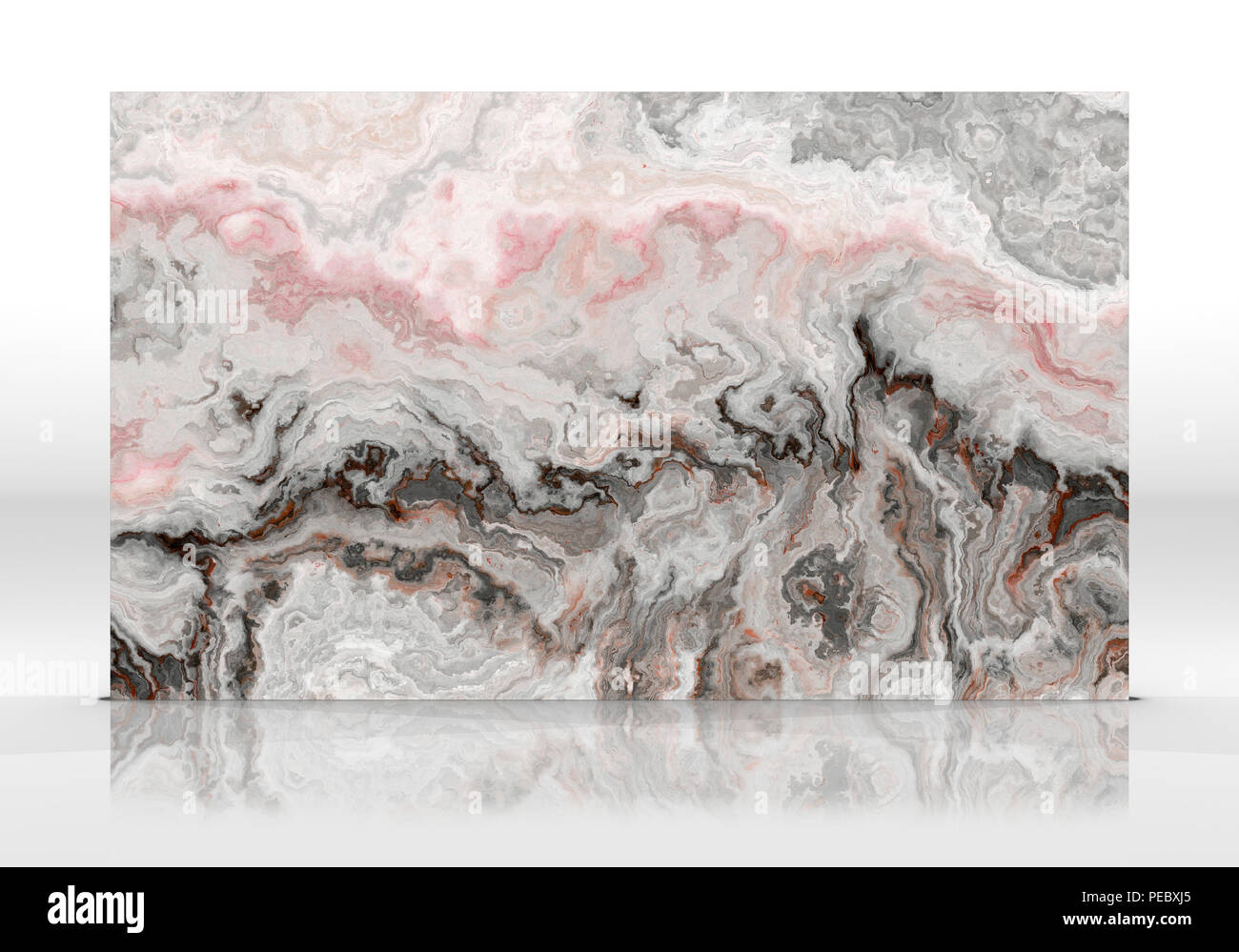 Onyx marble tile standing on the white background with reflections and ...