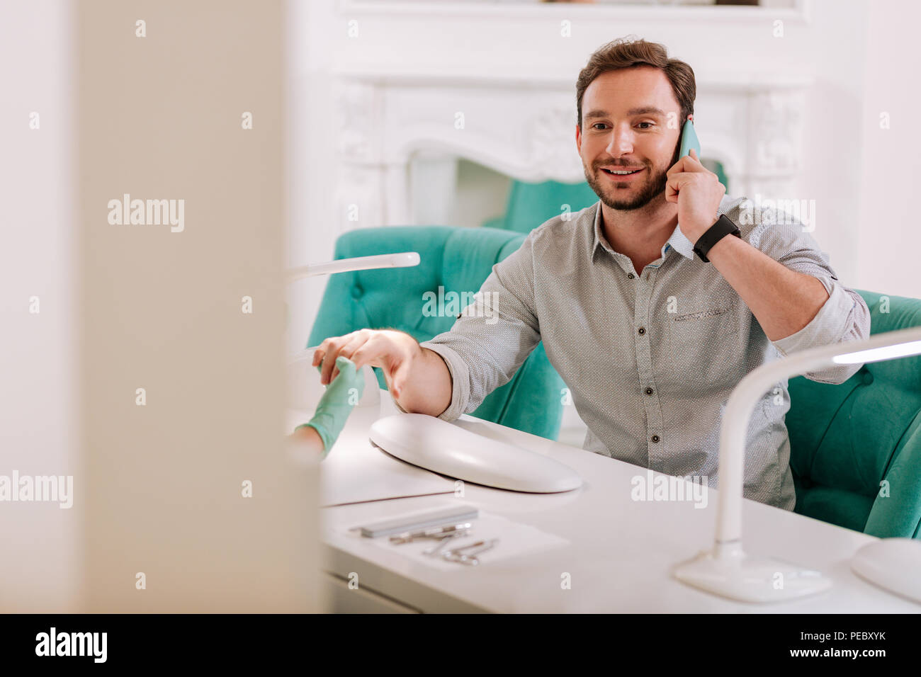 Man getting manicure hi-res stock photography and images - Alamy