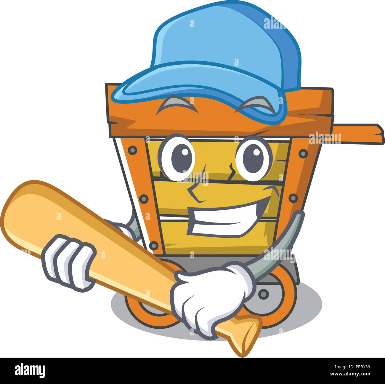 Playing baseball wooden trolley character cartoon Stock Vector Image ...