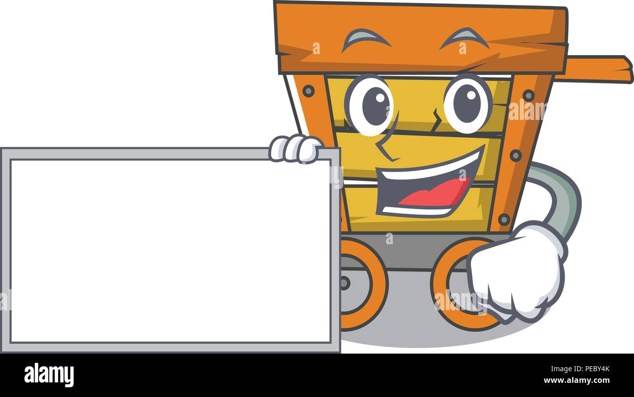 With board wooden trolley character cartoon Stock Vector Image & Art ...