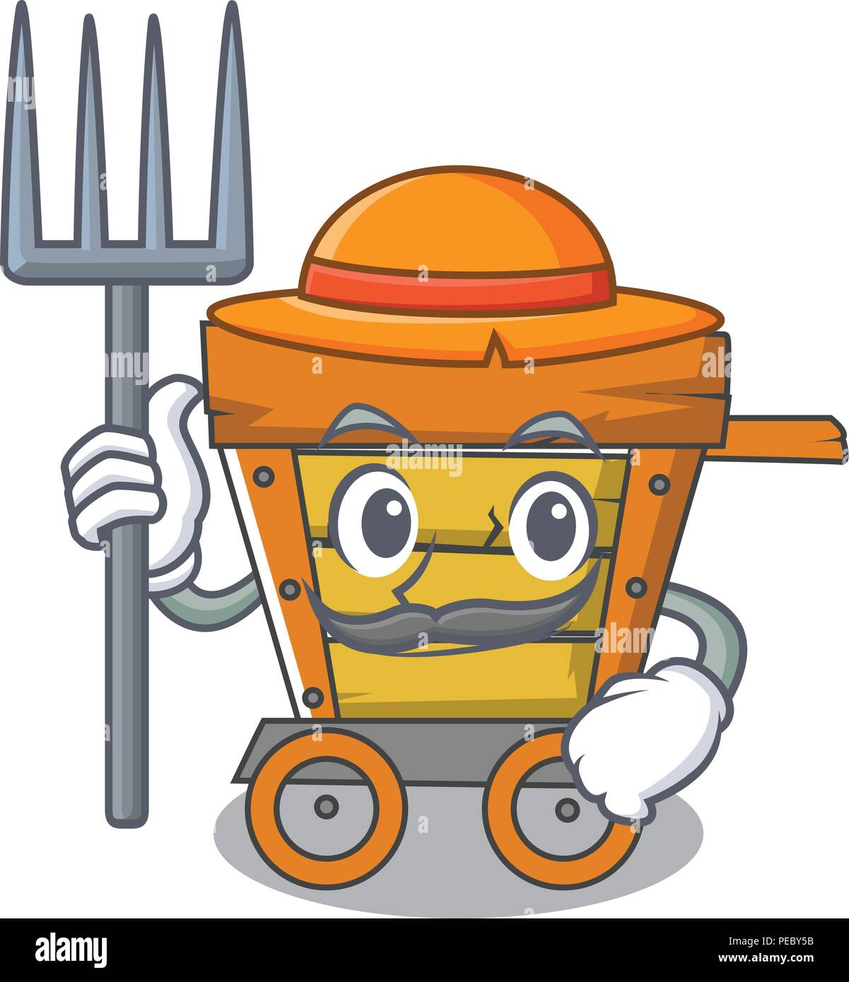 Farmer wooden trolley character cartoon Stock Vector Image & Art - Alamy