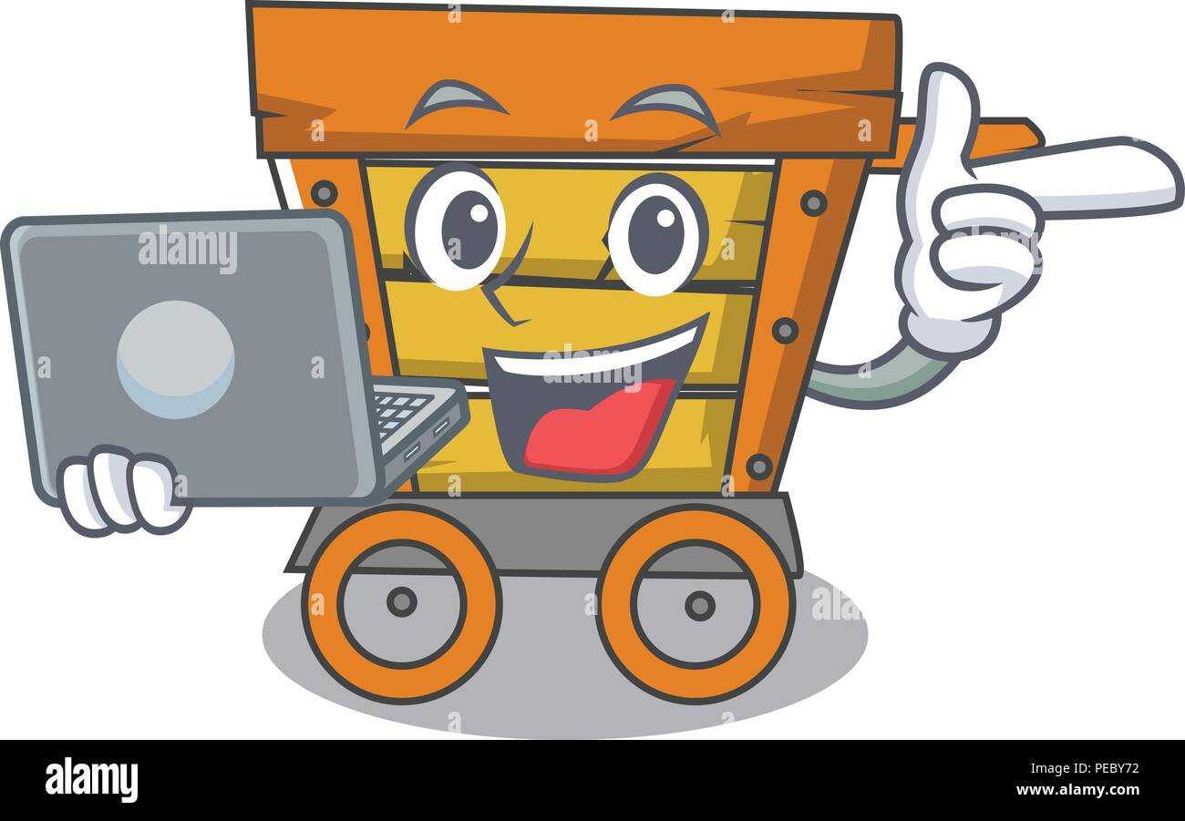 With laptop wooden trolley character cartoon Stock Vector Image & Art ...