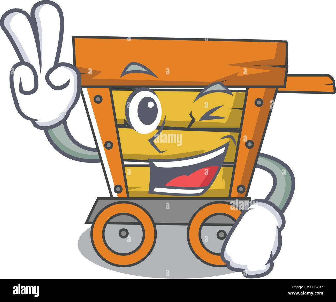 Two finger wooden trolley character cartoon Stock Vector Image & Art ...