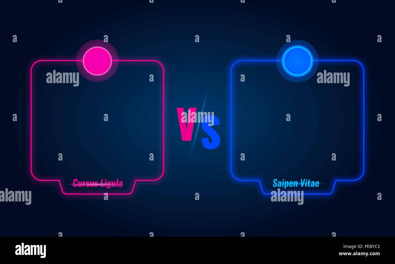 Versus or compare screen with blue neon frames and vs letters. Vector ...