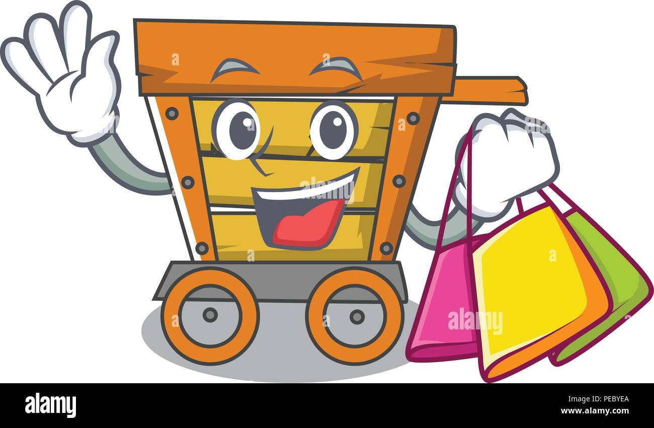 Shopping wooden trolley character cartoon Stock Vector Image & Art - Alamy
