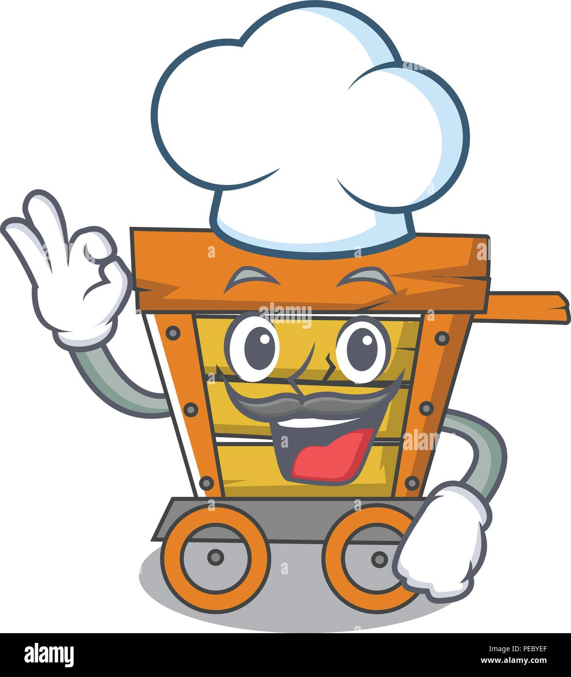 Chef wooden trolley character cartoon Stock Vector Image & Art - Alamy