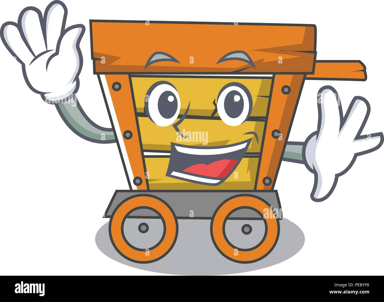 Waving wooden trolley character cartoon Stock Vector Image & Art - Alamy