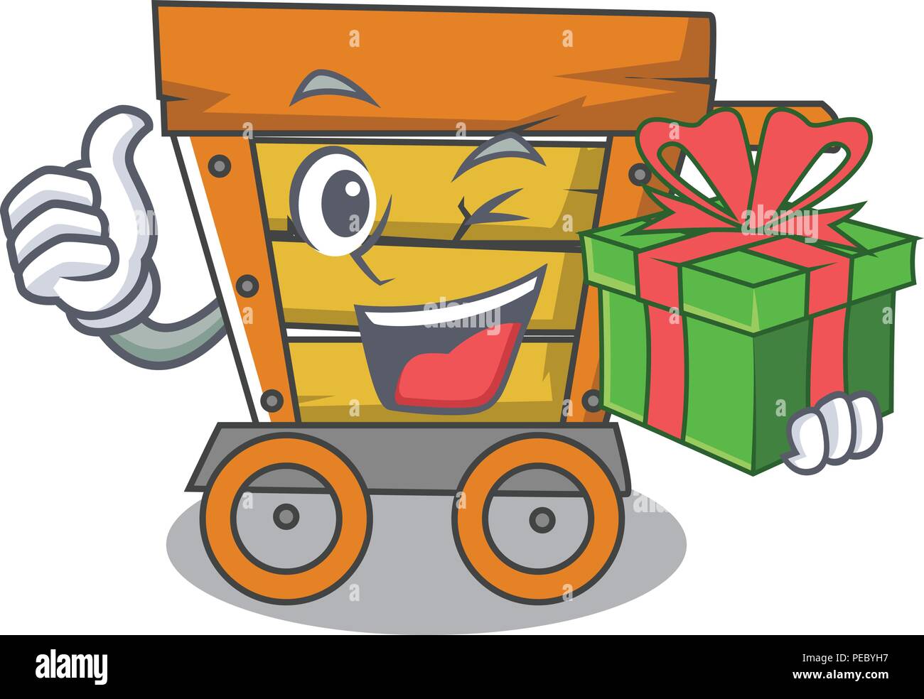 With gift wooden trolley mascot cartoon Stock Vector Image & Art - Alamy