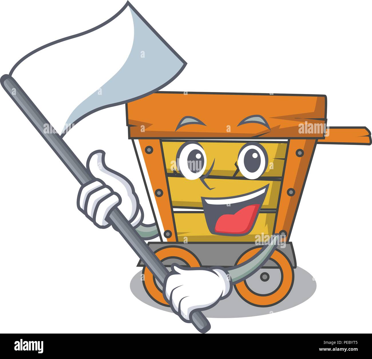 With flag wooden trolley mascot cartoon Stock Vector Image & Art - Alamy