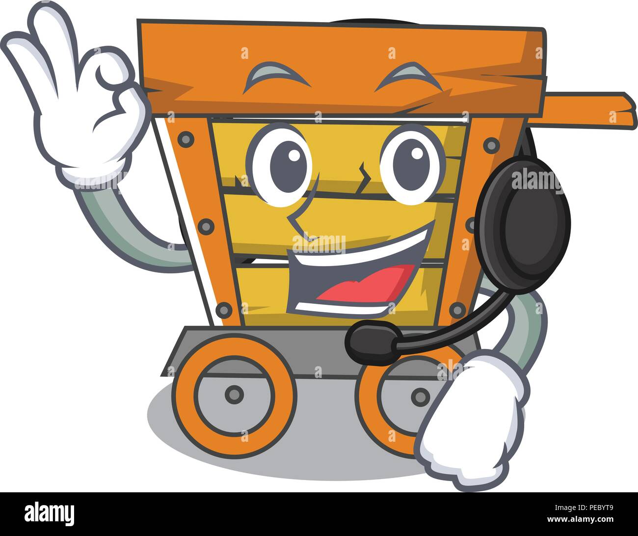With headphone wooden trolley mascot cartoon Stock Vector Image & Art ...