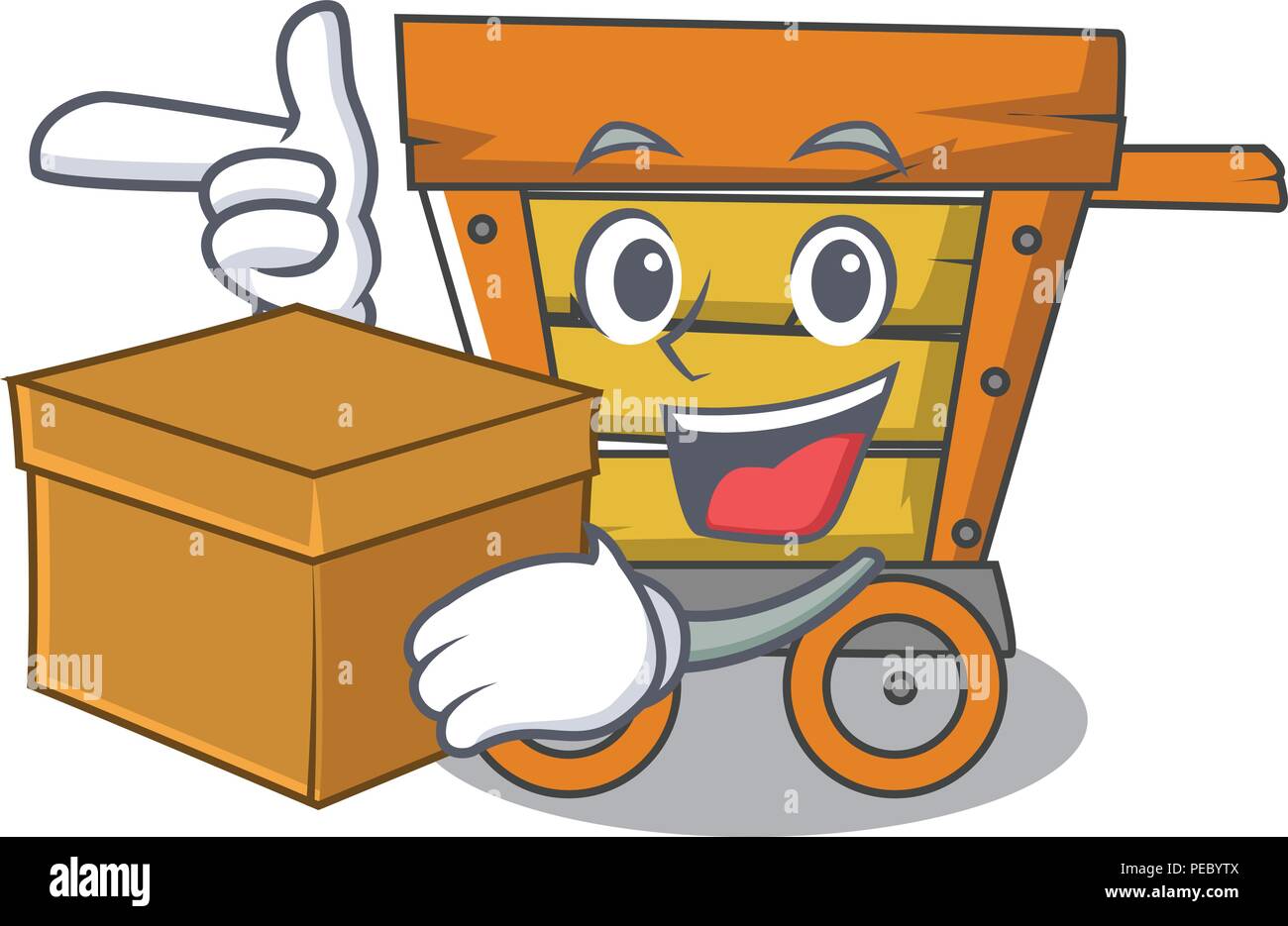 With box wooden trolley character cartoon Stock Vector Image & Art - Alamy