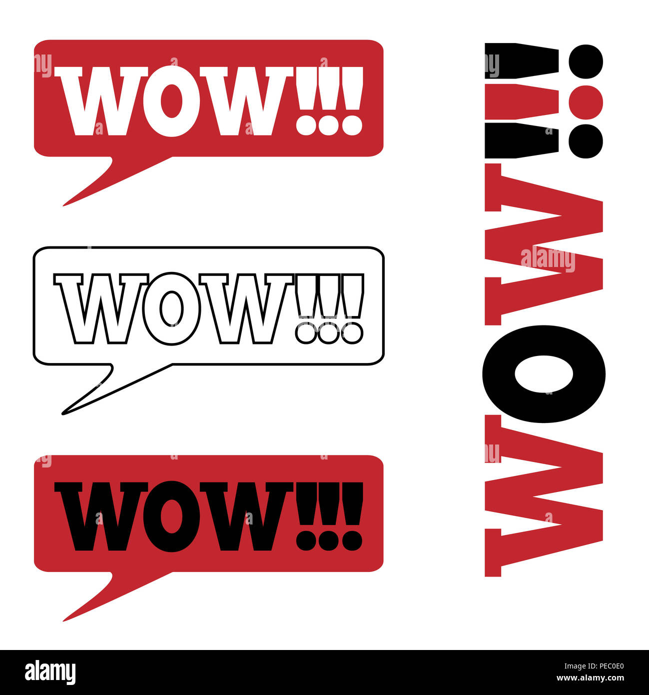 WOW Message bubble with emotional text Wow Retro speech bubbles set ...
