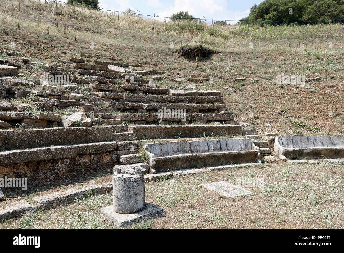 View of cylindrical altar in situ within the orchestra of the Ancient ...